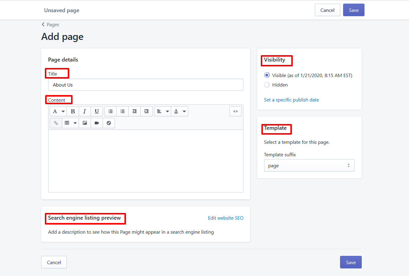 How To Add About Us Page In Shopify 